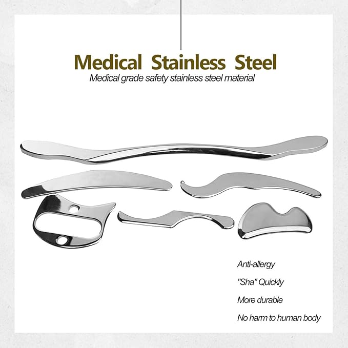 Iastm Tool Stainless Steel Gua Sha Scraping Massage Tool Set of 6 ...